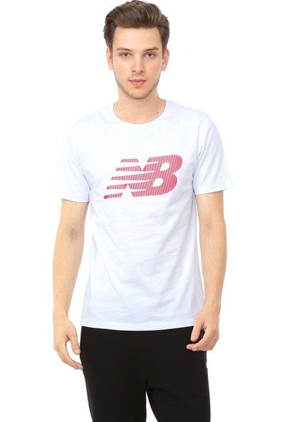 New Balance Nb Logo Erkek Tişört MPS017-WT
