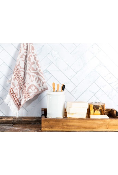 English Home Ethnic Symbols Jakarlı El Havlusu 30X45 Cm Tarçın