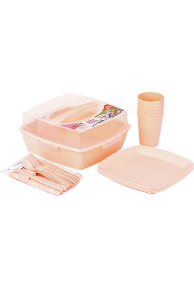 Moniev Piknik Seti 32 Parça Taşıma Çantalı Somon