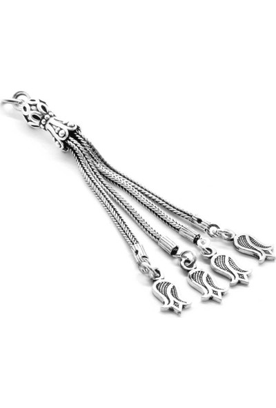 Tesbihane Lale Tasarım 4Lü Kamçı 925 Ayar Gümüş Püskül Tesbihane Lale Tasarım 4Lü Kamçı 925 Ayar Gümüş Püskül