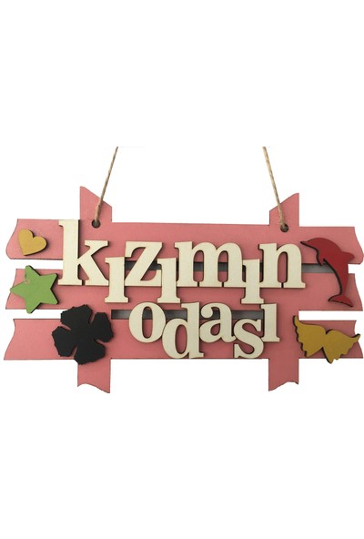 Tuğra Kızımın Odası Kapı Süsü 25 x 14 Pembe