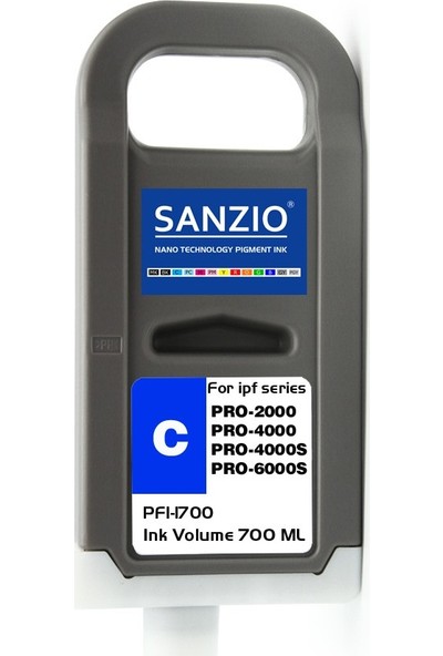 Sanzio Canon PFI-1700C Kartuş 700ML Cyan - Mavi Plotter Kartuşu Sanzio Canon PFI-1700C Kartuş 700ML Cyan - Mavi Plotter Kartuşu