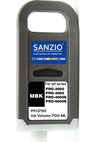 Sanzio Canon PFI-1700MBK Kartuş 700ML Matte Black - Mat Siyah Plotter Kartuşu Sanzio Canon PFI-1700MBK Kartuş 700ML Matte Black - Mat Siyah Plotter Kartuşu