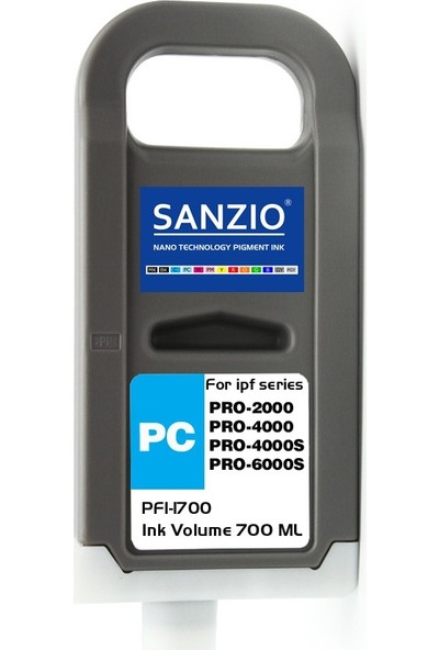 Sanzio Canon PFI-1700PC Kartuş 700ML Photo Cyan - Foto Mavi Plotter Kartuşu Sanzio Canon PFI-1700PC Kartuş 700ML Photo Cyan - Foto Mavi Plotter Kartuşu