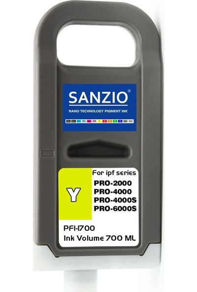 Sanzio Canon PFI-1700Y Kartuş 700ML Yellow - Sarı Plotter Kartuşu Sanzio Canon PFI-1700Y Kartuş 700ML Yellow - Sarı Plotter Kartuşu