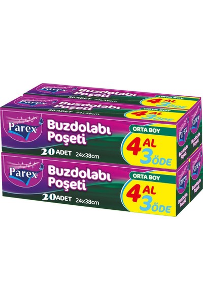 Parex Buzdolabı Poşeti Orta Boy 4 Al 3 Öde