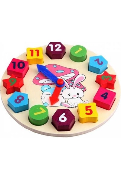 Serel Geometrik Şekiller Saat Öğren Ahşap Oyuncak Blok Puzzle Serel Geometrik Şekiller Saat Öğren Ahşap Oyuncak Blok Puzzle