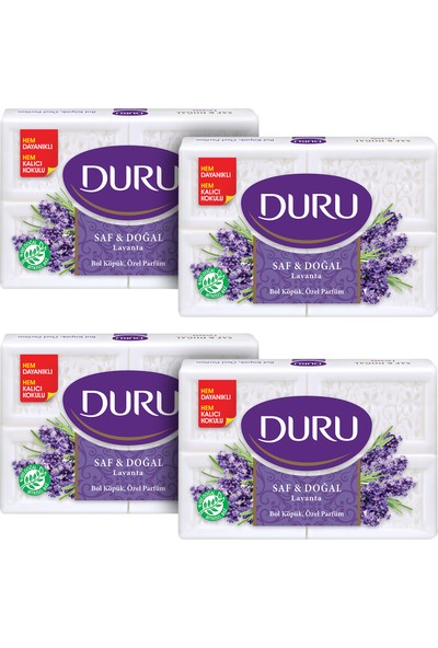 Duru Saf & Doğal Lavanta 16 Adet Beyaz Kalıp Sabun 4x600gr Duru Saf & Doğal Lavanta 16 Adet Beyaz Kalıp Sabun 4x600gr