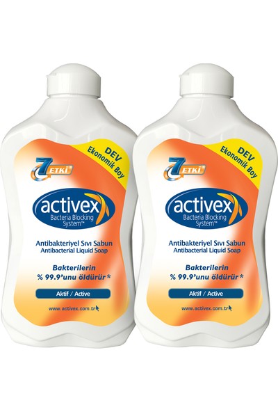 Activex Antibakteriyel Sıvı Sabun Aktif 2x1,5lt Activex Antibakteriyel Sıvı Sabun Aktif 2x1,5lt