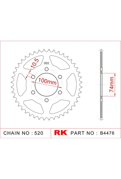 Hyosung GV 250 EFI RK Çelik Arka Dişli B4476-46 (2011-2012) Hyosung GV 250 EFI RK Çelik Arka Dişli B4476-46 (2011-2012)