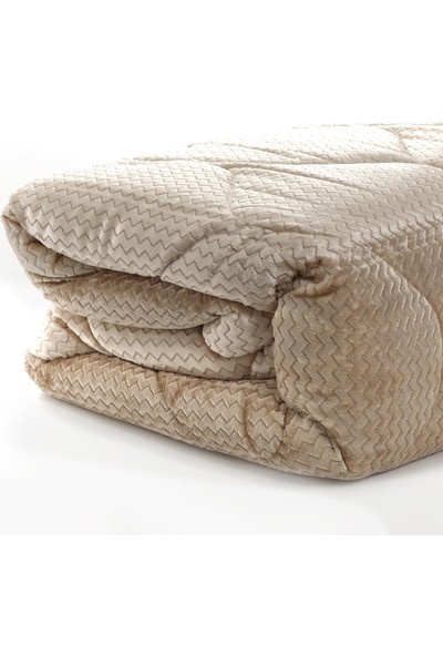 Merinos Fashion Micro Yorgan Zigzag Bej Çift Kişilik