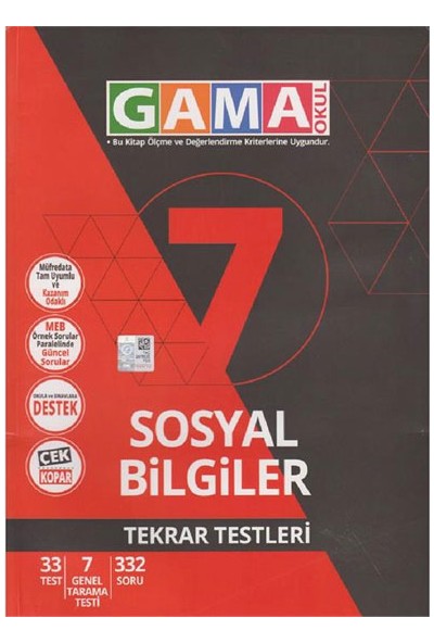 Gama Yayınları 7.Sınıf Sosyal Bilgiler Tekrar Testleri Gama Yayınları 7.Sınıf Sosyal Bilgiler Tekrar Testleri
