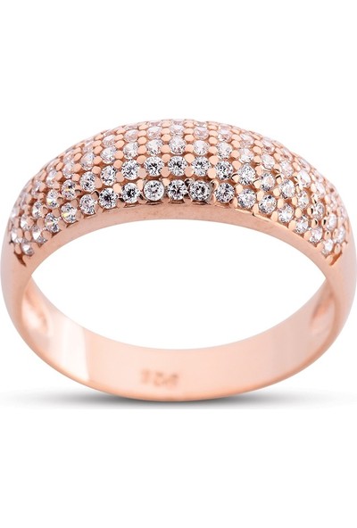 Harem Altın Mikro Rose Renk Gümüş Alyans - Gms212
