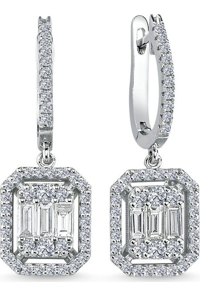 Harem Altın 1.47 Karat F Renk Pırlanta Baget Küpe Kpb4