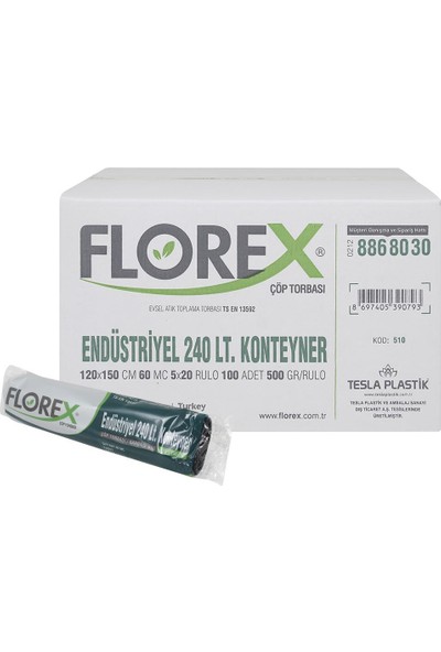Florex 240 lt Konteyner Çöp Torbası - 100 Torba