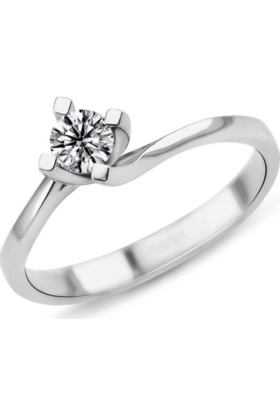 Harem Altın 0.43 Karat F Renk Hrd Sertifikalı Pırlanta Tektaş Yüzük Pr342