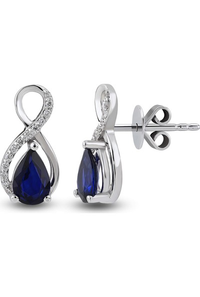 Harem Altın 0.91 Ct Pırlantalı Safir Küpe Rtk34