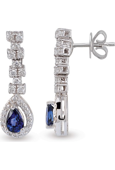 Harem Altın 1.19 Ct Pırlantalı Safir Küpe Rtk2