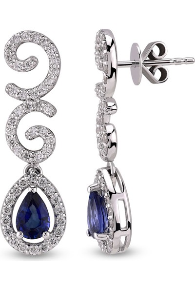 Harem Altın 1.59 Ct Pırlantalı Safir Küpe Rtk33