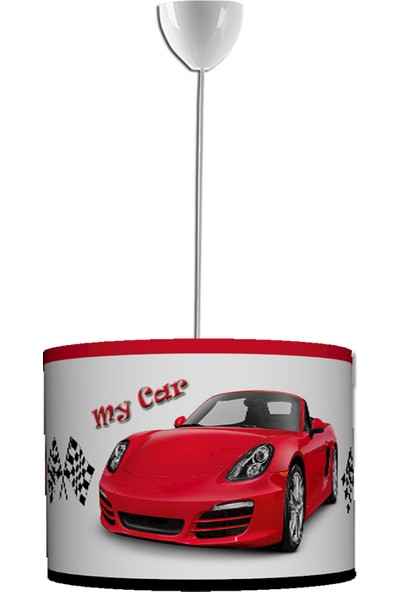 Ömür Avize Çocuk Odası Kırmızı Mac Ouenn Abajur Şapka Tekli Sarkıt Avize