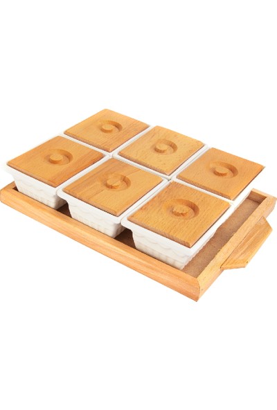 Umt Collection Ahşap Kapaklı Tepsili 6'lı Kahvaltılık Seti Umt Collection Ahşap Kapaklı Tepsili 6'lı Kahvaltılık Seti