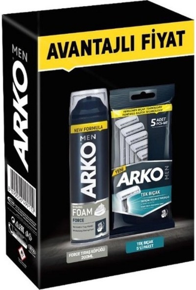 Arko Tıraş Seti 5'li Bıçak + 200 ml Köpük
