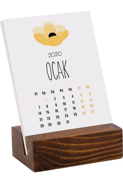 Bi'aldım Sarı Çiçekler Tasarımlı Masa Takvimi