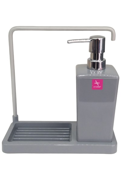 Primanova Luna Mutfak Tip Sıvı Sabunluk El Bezi Askılı Gri
