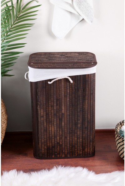 Emorfo Katlanır Bambu Dikdörtgen Çamaşır Sepeti Hasır Çamaşır Sepeti