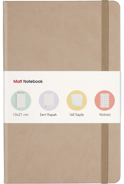 Matt Notebook Lastikli Defter Noktalı 13 x 21 cm Bej Matt Notebook Lastikli Defter Noktalı 13 x 21 cm Bej