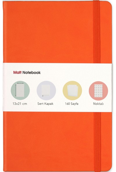 Matt Notebook Lastikli Defter Noktalı 13 x 21 cm Turuncu Matt Notebook Lastikli Defter Noktalı 13 x 21 cm Turuncu