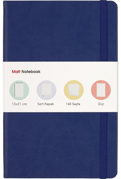 Matt Notebook Lastikli Defter Düz 13 x 21 cm Lacivert Matt Notebook Lastikli Defter Düz 13 x 21 cm Lacivert