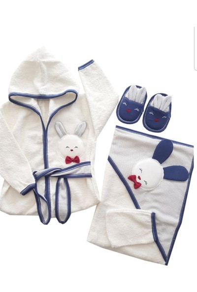 Gaye Bebe Tavşanlı 4 Parça Bornoz Takımı Erkek