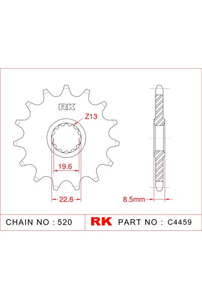 Suzuki DL 250 V-STROM RK Çelik Ön Dişli C4459-14 (2017-2018)