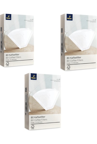 Tchibo 4 Numara (Büyük Boy) Filtre Kahve Kağıdı 3 x 80'li Beyaz
