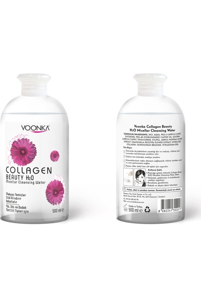 Voonka Beauty Colagen H2O 2 x 500 Micellar Temizleyici Su Voonka Beauty Colagen H2O 2 x 500 Micellar Temizleyici Su