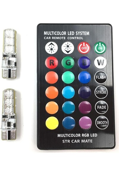 KGN Park Ampulu Çakarlı Kumandalı 12Led RGB T10 0801008 KGN Park Ampulu Çakarlı Kumandalı 12Led RGB T10 0801008