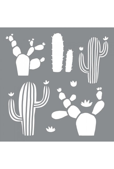Artikel Kaktüs Çeşitleri Stencil Ve Boyama Şablonu 30 X 30 Cm