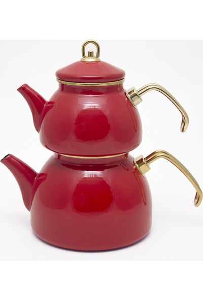 Grandeur Glory Emaye Çaydanlık Takımı - Kırmızı Grandeur Glory Emaye Çaydanlık Takımı - Kırmızı