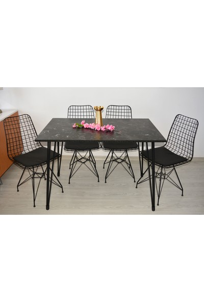Riş Mobilya Cemre Mutfak Masa Takımı , Tel Masa Tel Sandalye , Mutfak Masası