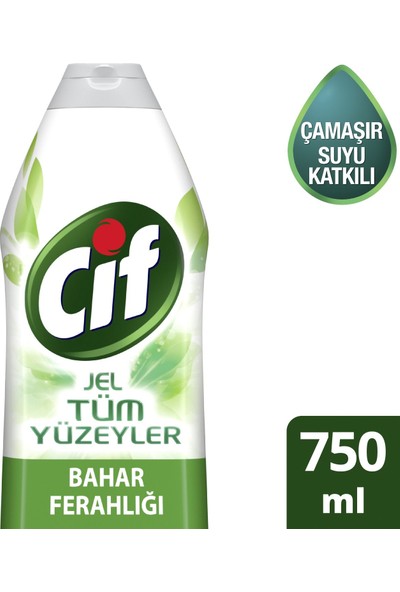 Cif Jel Yüzey Temizleyici Tüm Yüzeyler Bahar Ferahlığı Çamaşır Suyu Katkılı 750 ML 1 Adet Cif Jel Yüzey Temizleyici Tüm Yüzeyler Bahar Ferahlığı Çamaşır Suyu Katkılı 750 ML 1 Adet