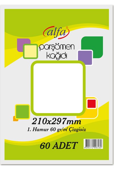 Alfa Standart Parşömen Kağıdı 60'lı Düz