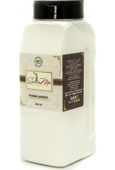 Spiceandme Pudra Şekeri Tuzluk Kapak Pet Kavanoz 600 gr