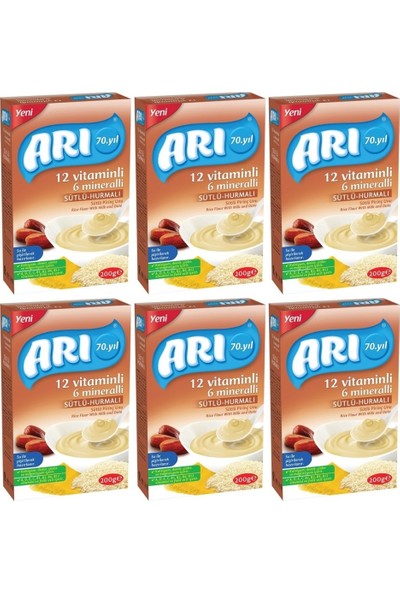 Arı Mama Pirinç Unu Sütlü-Hurmalı 200 gr - 6'lı Set