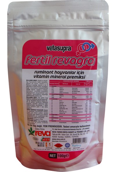 Reva Vetasupra Revagra Büyükbaş ve Küçükbaş Kızgınlık Arttırıcı Reva Vetasupra Revagra Büyükbaş ve Küçükbaş Kızgınlık Arttırıcı