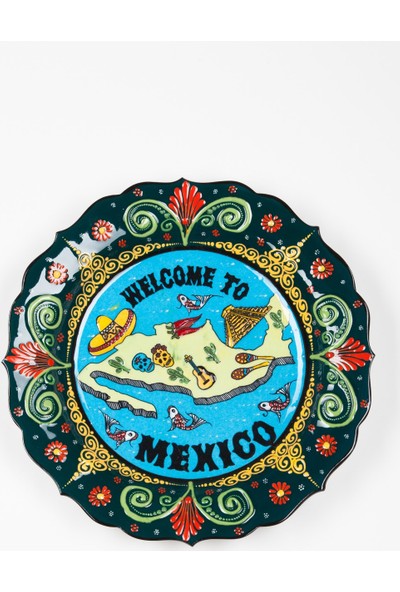 Dünyadan Hediyeler Seramik Tabak Meksika Haritası 30 cm