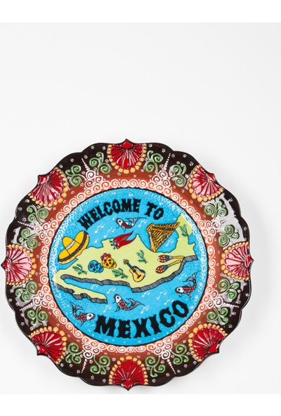 Dünyadan Hediyeler Seramik Tabak Meksika Haritası 30 cm No.1
