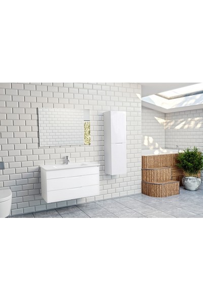 Bagnotti Paradise 100 cm Lake Parlak Beyaz Banyo Dolabı Bagnotti Paradise 100 cm Lake Parlak Beyaz Banyo Dolabı