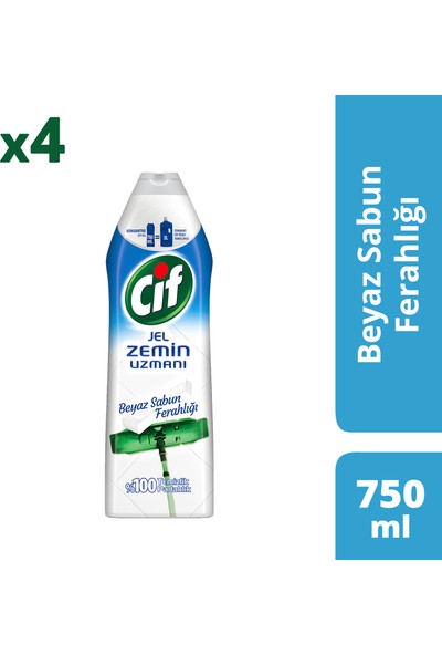 Cif Zemin Uzmanı Beyaz Sabun Jel Temizleyici 750 ML x 4 adet