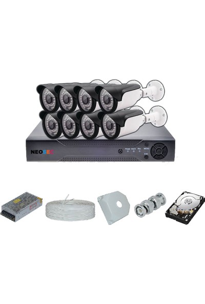 Neosec 8 Kameralı Dış Mekan Güvenlik Kamerası Seti Neosec 8 Kameralı Dış Mekan Güvenlik Kamerası Seti